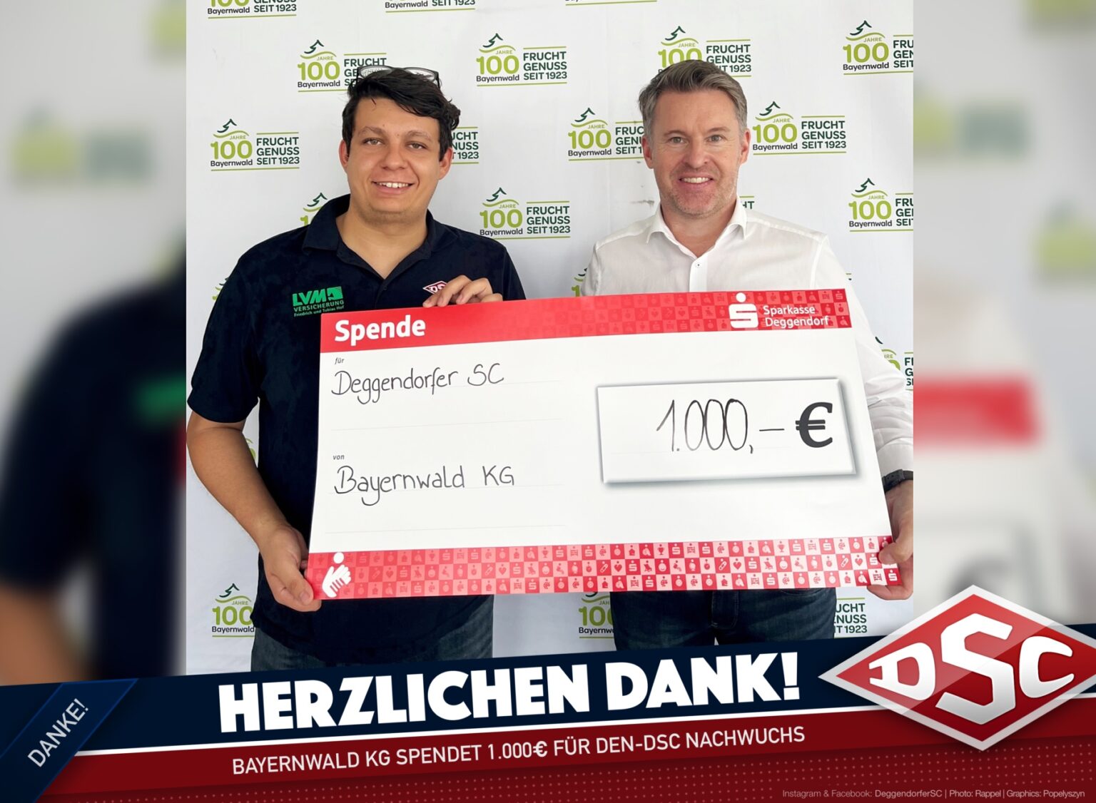 Herzlichen Dank für eine unerwartete Geste: Bayernwald spendet 1000 ...